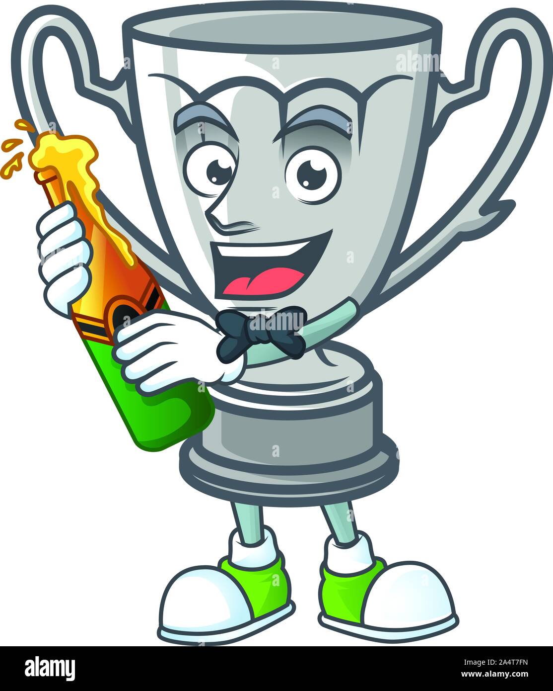 With beer cartoon silver trophy on white background Stock Vector Image ...