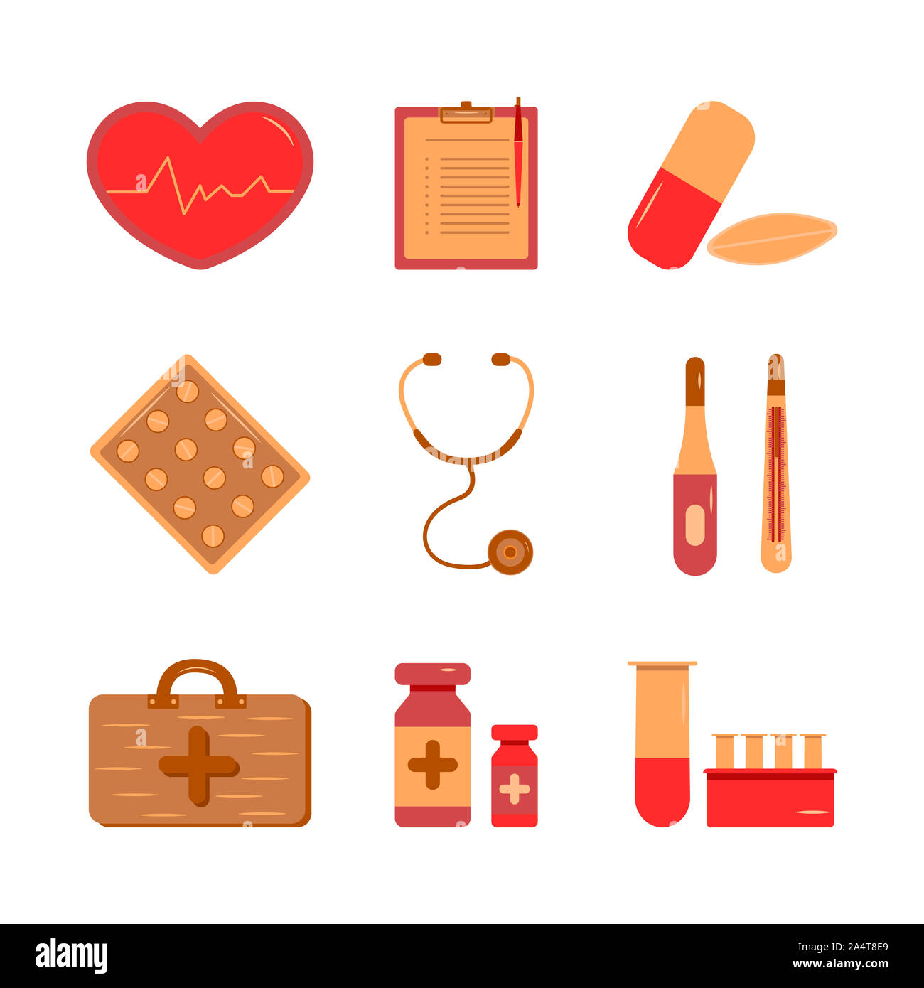Medical supplies icons for doctor profession illustration. Health care ...