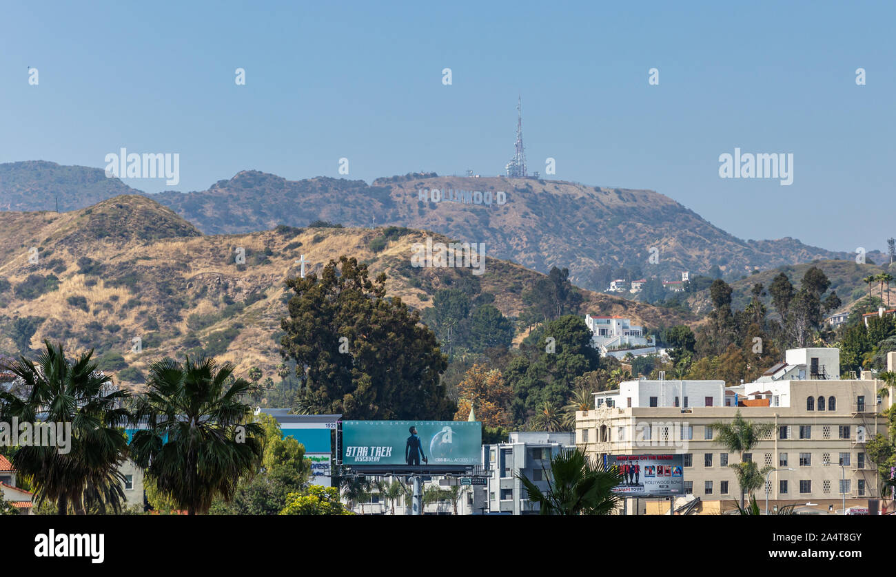 Los Angeles, California, USA. June 1, 2019. View of the Hollywood Sign ...