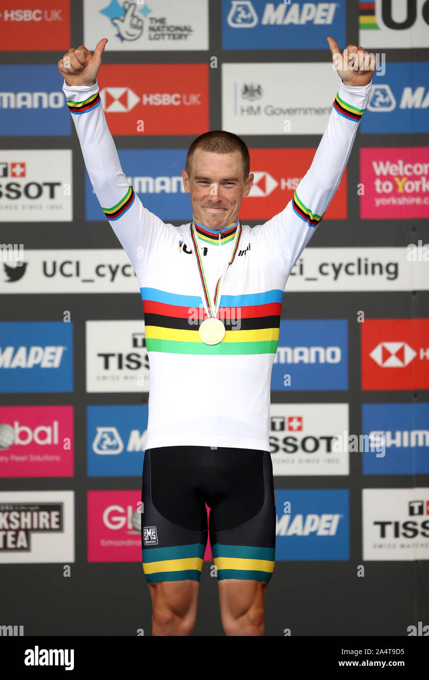 Australias rohan dennis celebrates on podium hi-res stock photography ...
