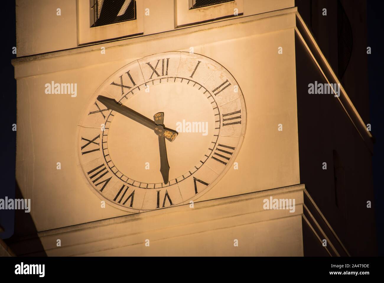 Ancient clock tower at night in the Italian city Stock Photo - Alamy