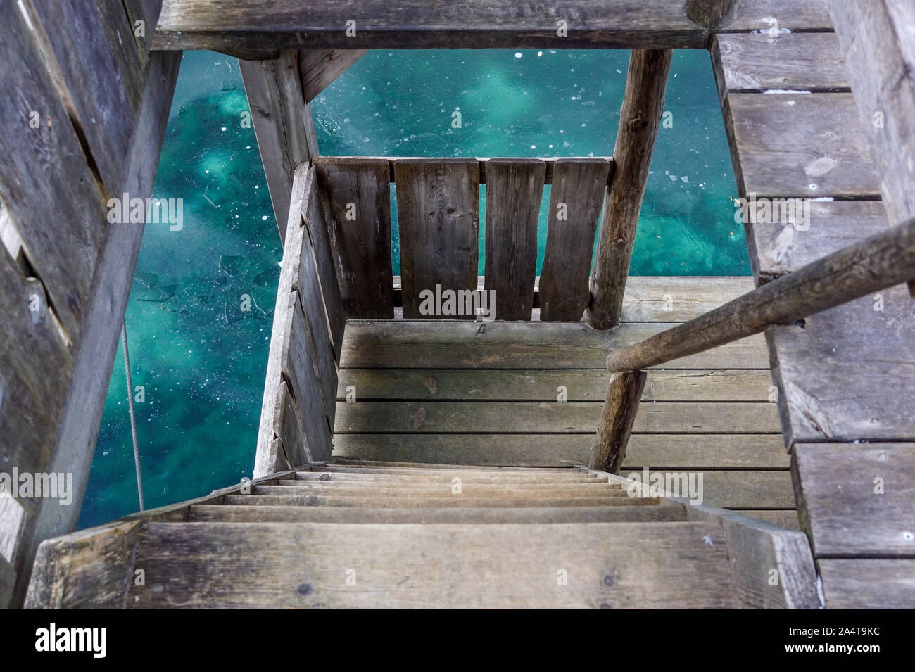 view of rounded wooden stairs look down to the floor Stock Photo - Alamy