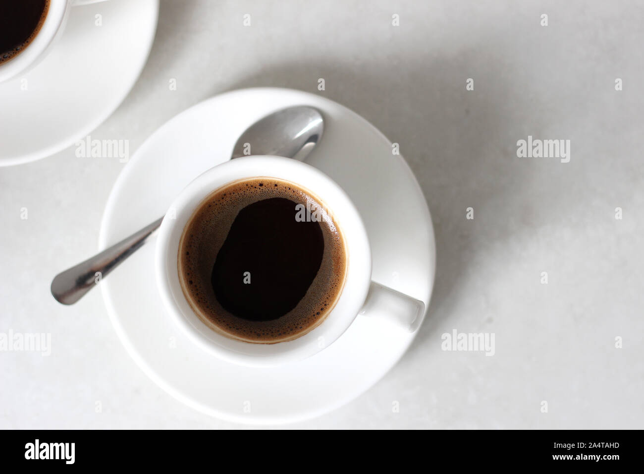 Overhead view of a Cup of Espresso. Coffee Break Refreshment Stock ...