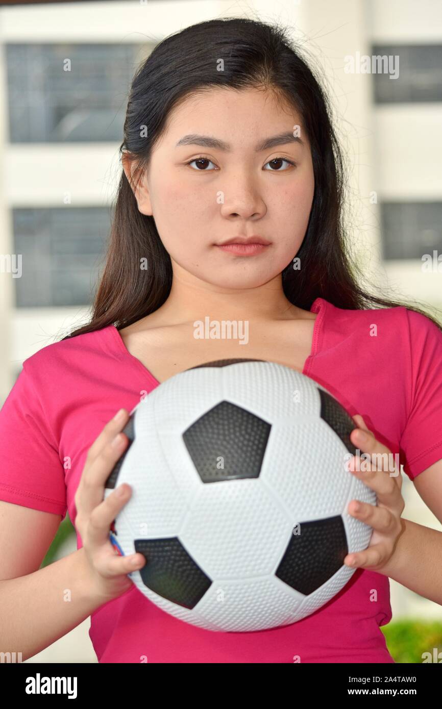 Serious Athlete Chinese Female Soccer Player Stock Photo - Alamy