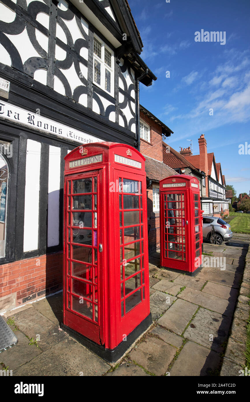 old red bt telephone boxes k6 kiosks in the conservation area of Port ...
