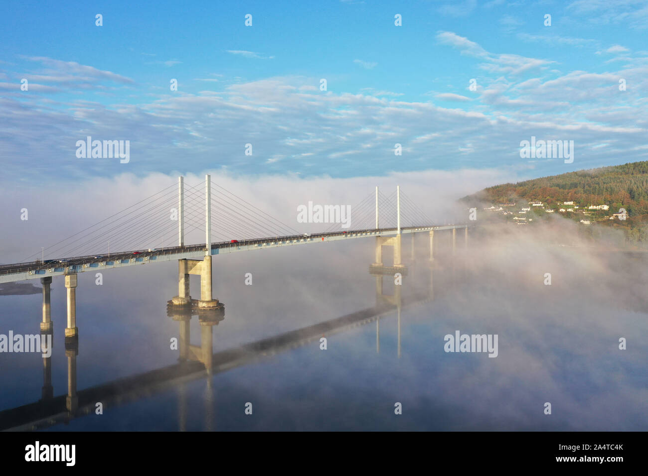Inverness, UK, 15 October 2019. The Kessock Bridge which carries the A9 ...