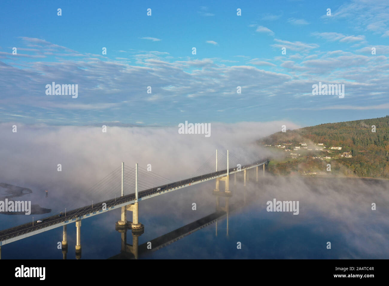 Inverness, UK, 15 October 2019. The Kessock Bridge which carries the A9 ...