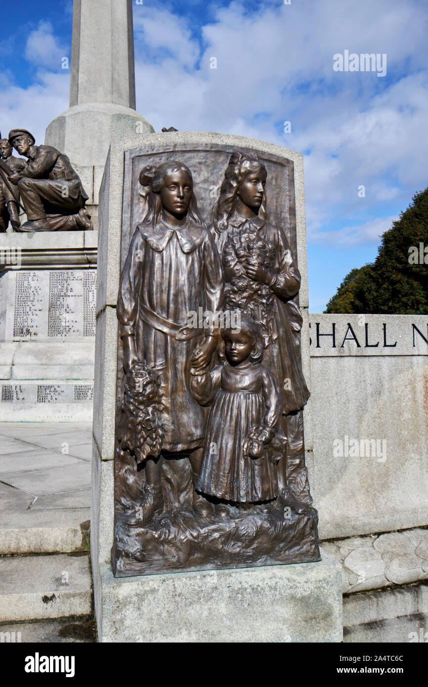 young girls with wreaths bronze relief plaque on the war memorial in ...