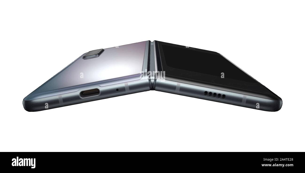 Image of a bending smartphone on a white background. Modern smartphone ...