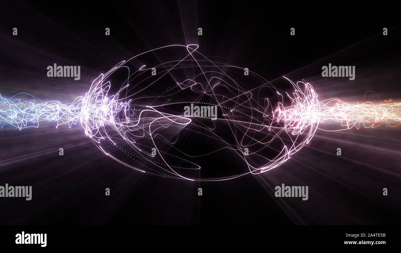 Elliptic shaped glowing curved abstract lines over dark background ...