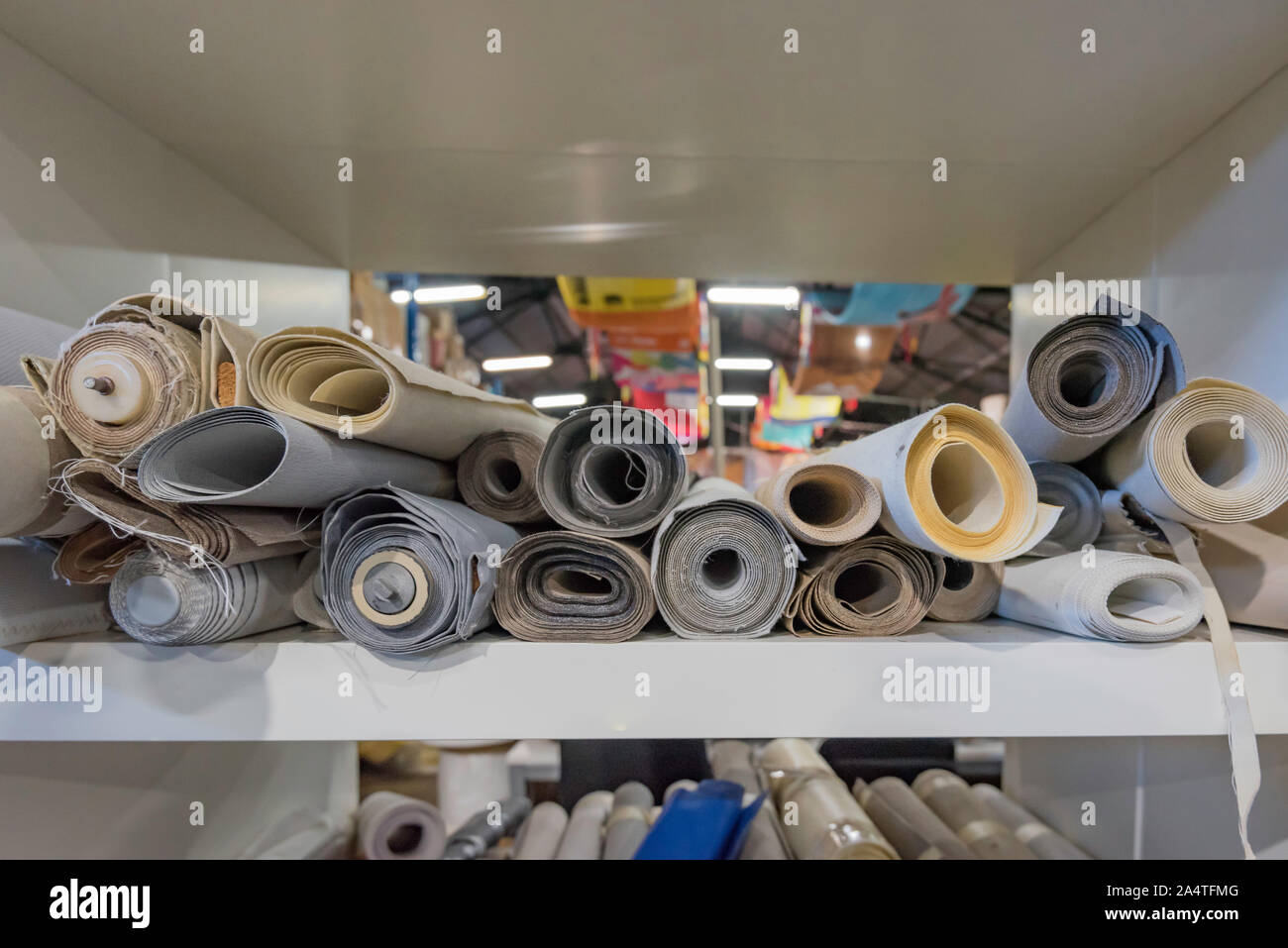 Rolls of material at Reverse Garbage, a reuse and recycling centre in ...