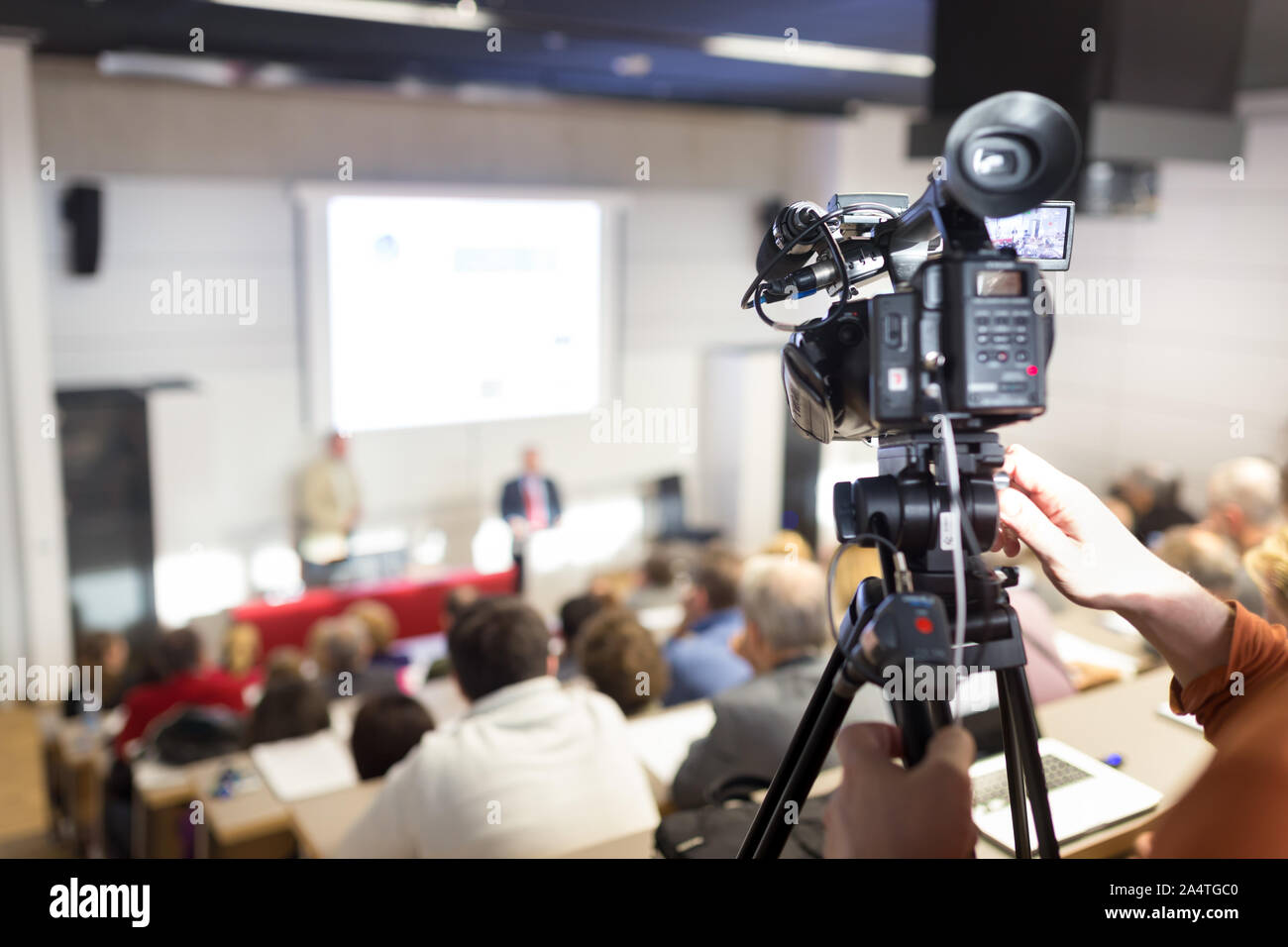 Business Conference and Presentation. Audience at the conference hall ...