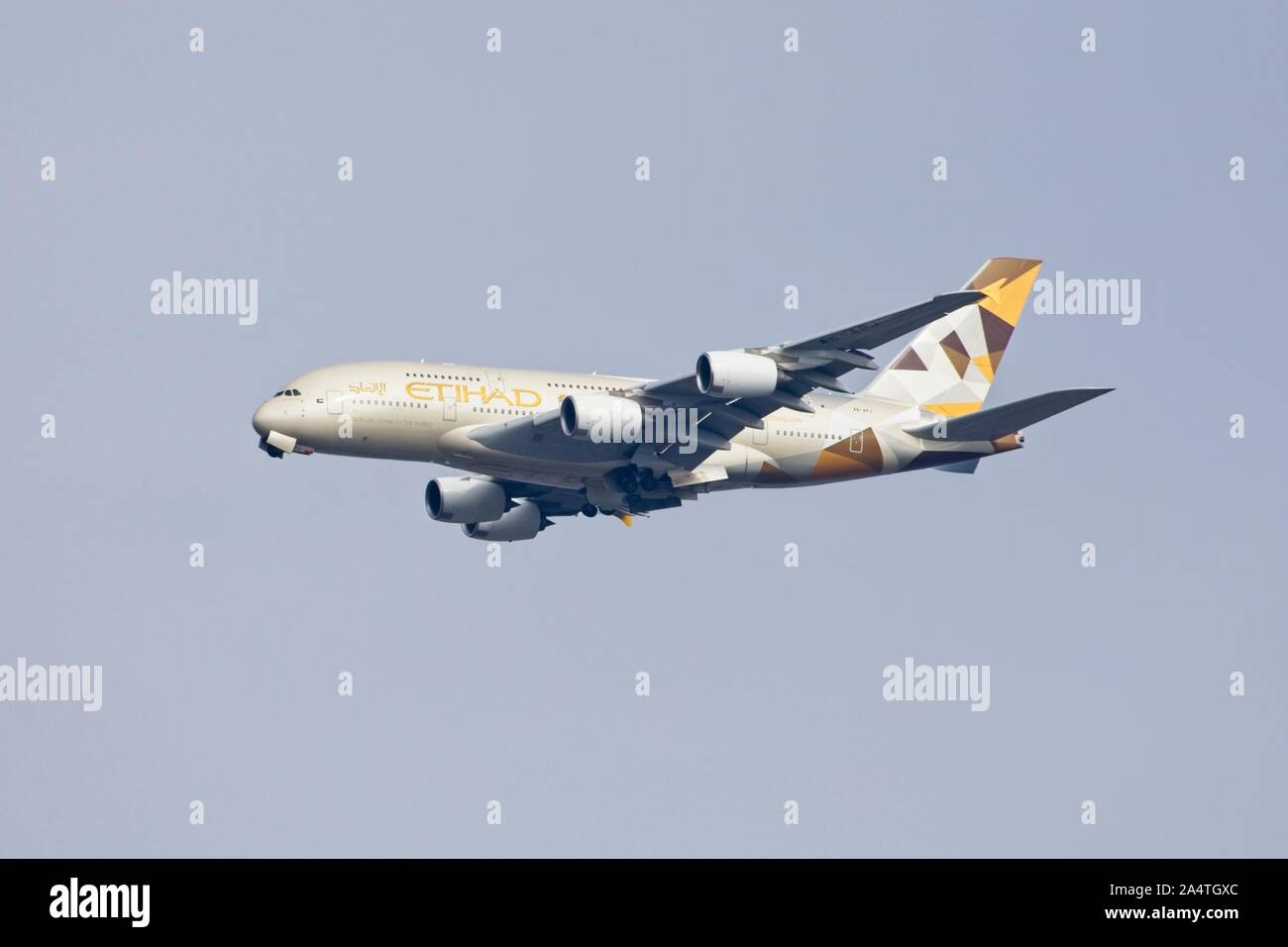 Illustration Of Etihad Airways Airbus A380 Blue Version