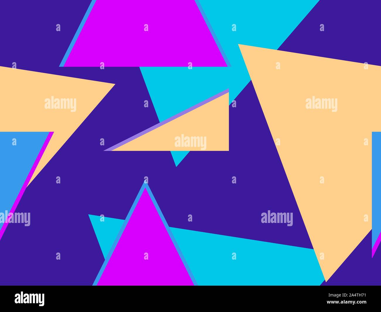 Seamless pattern with triangles on a purple background. Geometric chaos ...