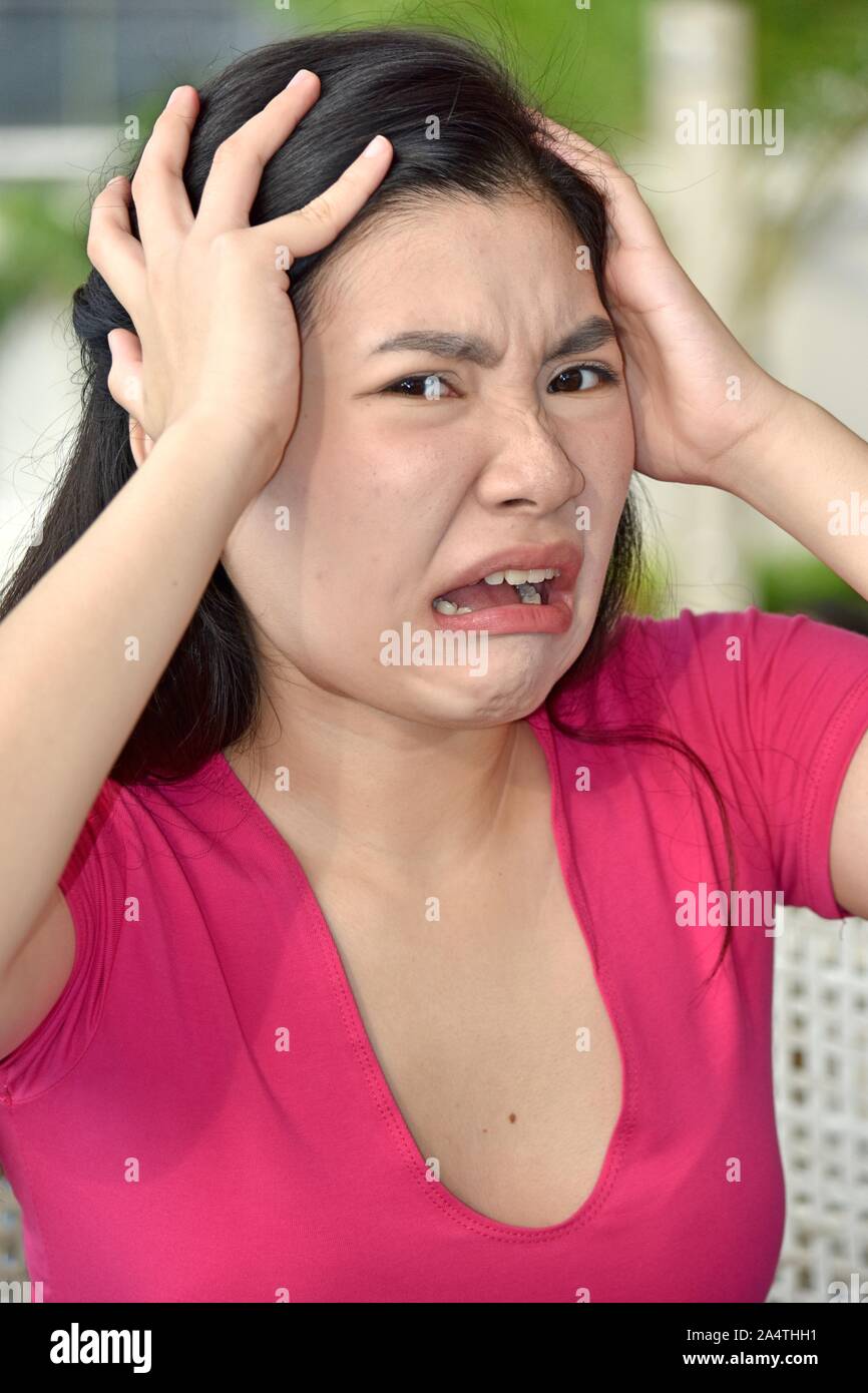 An Anxious Adult Female Stock Photo - Alamy