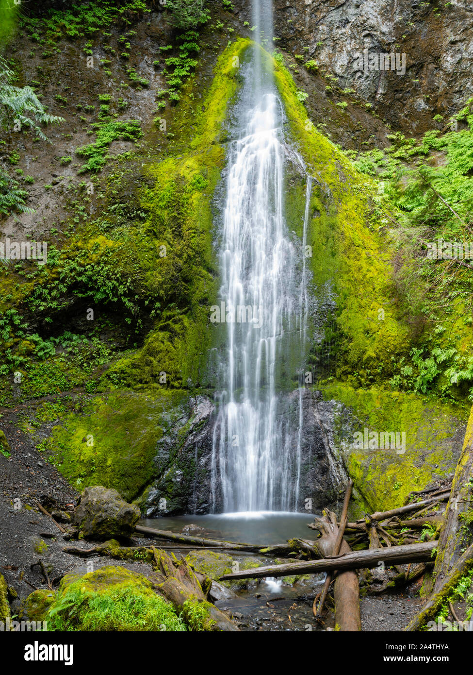 A waterfall on an overcast day at the Staircase unit of Olympic ...