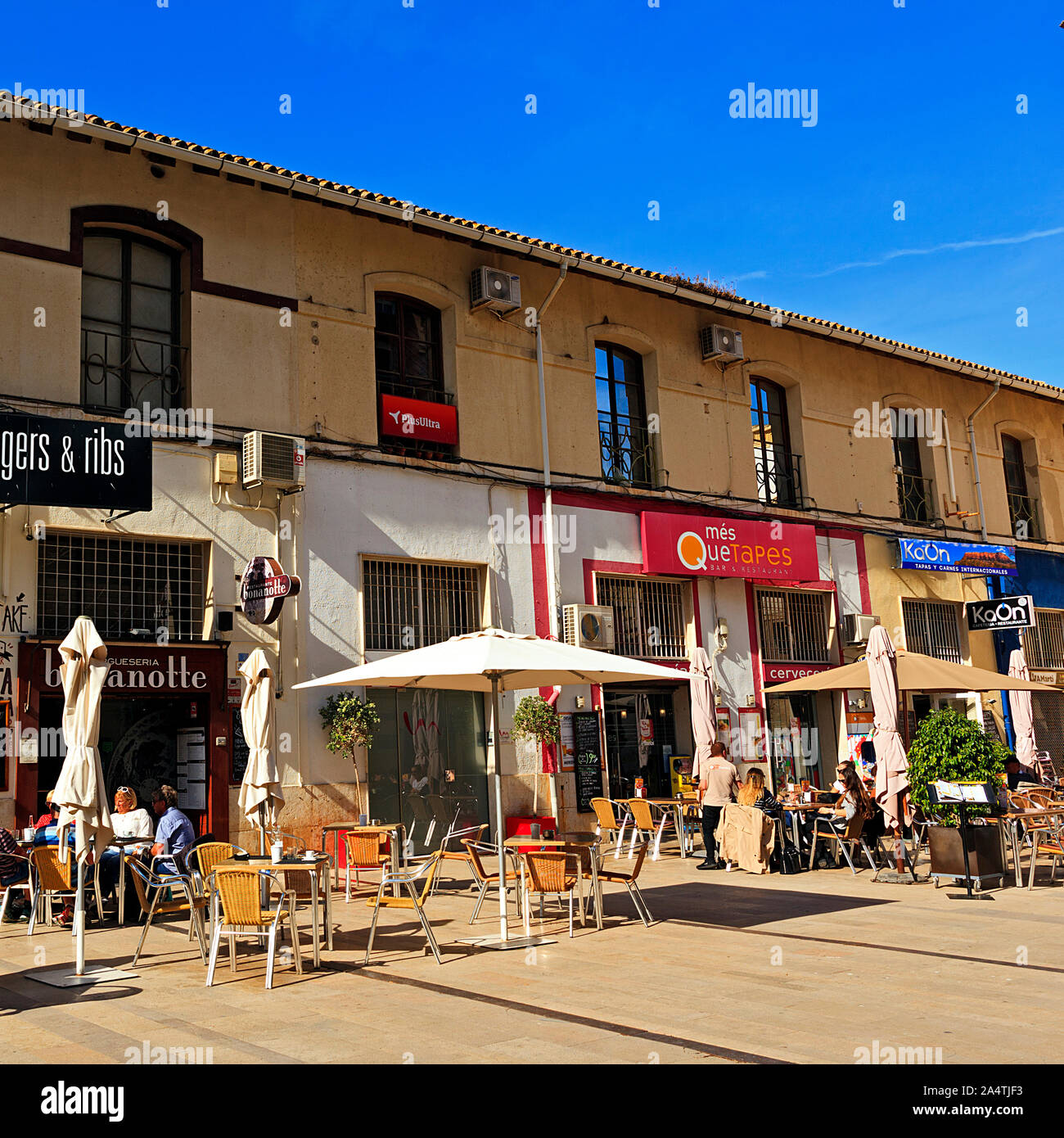 Restaurant/bars on Placa del Convent in Dénia, Costa Blanca, Spain ...