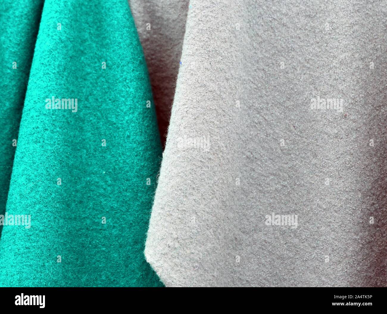 Colorful close up view on textiles and fabrics at a market in germany ...