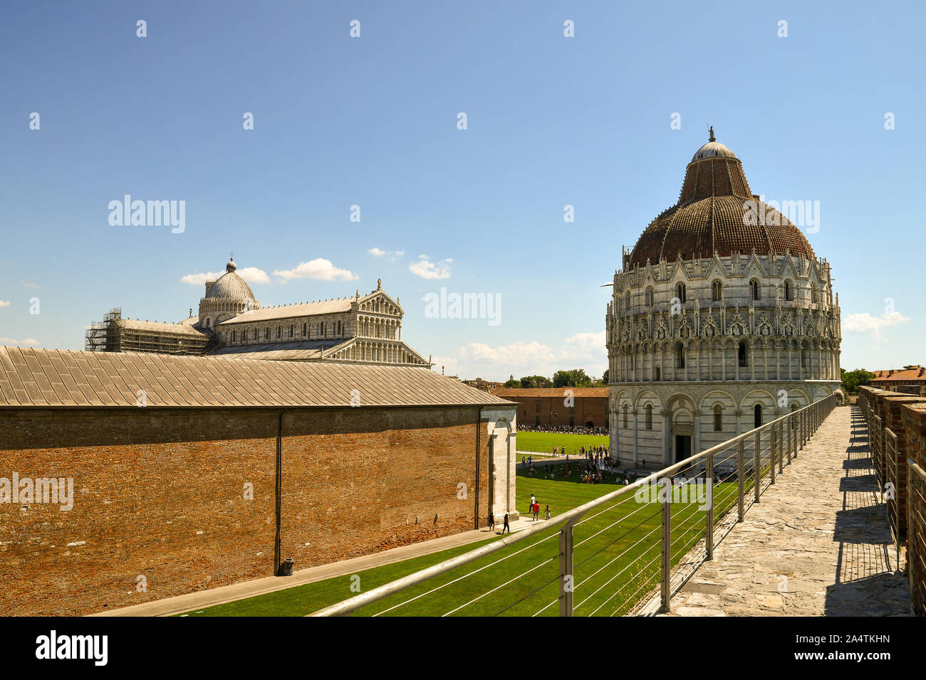 View of the famous Piazza dei Miracoli with the Baptistry of St John ...