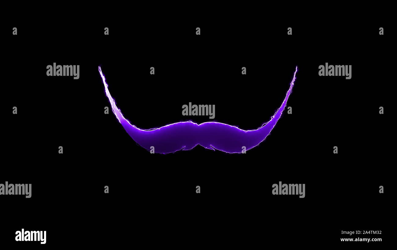 Computer generated background with neon light draws a mustache shape ...