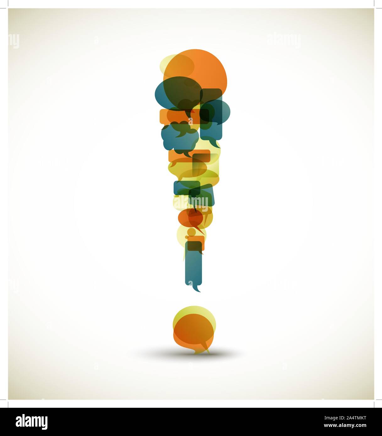 Exclamation mark made from blue speech bubbles with retro colors Stock ...