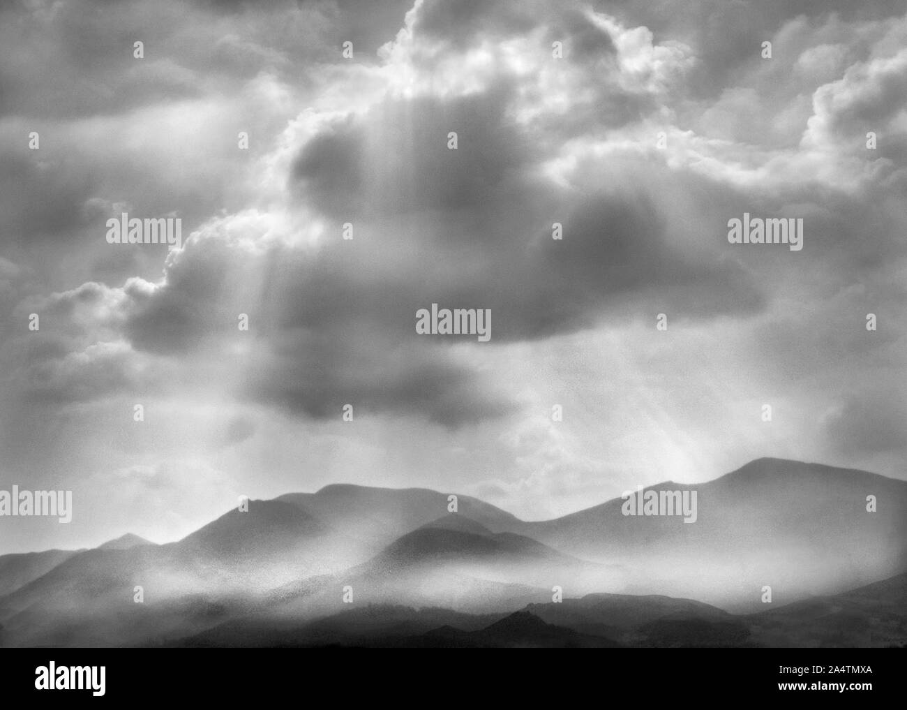 light rays over the mountains Stock Photo - Alamy