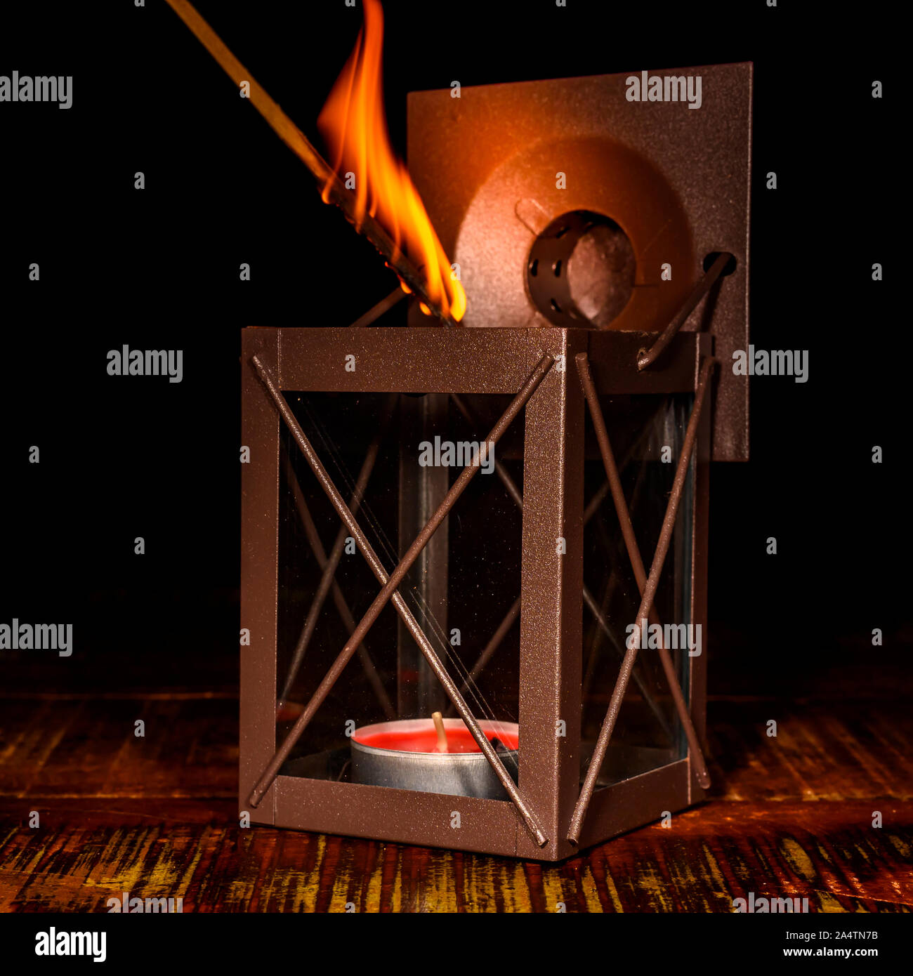 Burning matchstick in the dark night hi-res stock photography and ...