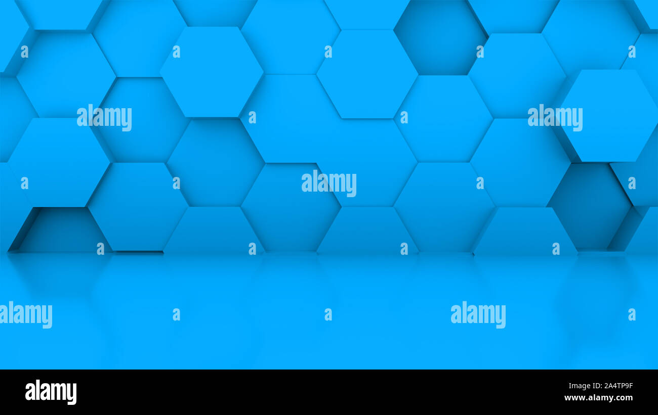 3d rendering wall of blue cubes located at different levels in a blue ...