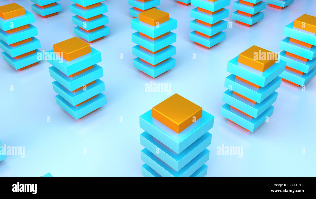 3d rendering isometric color tiered pillars. The concept of the city ...