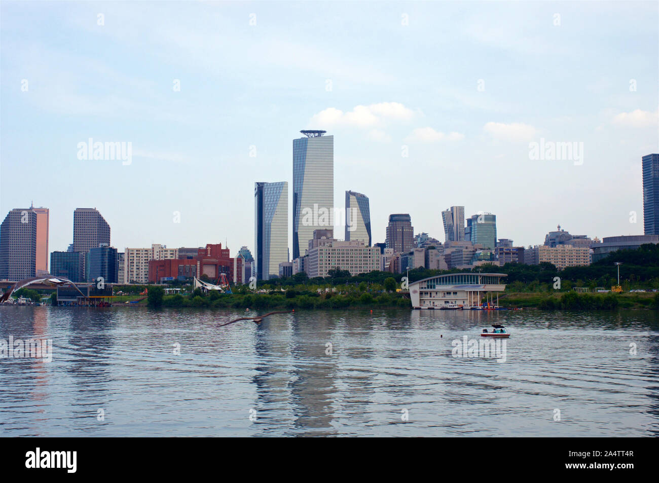 View to Yeoeuido buildings from the Hang river in South Korea Stock ...