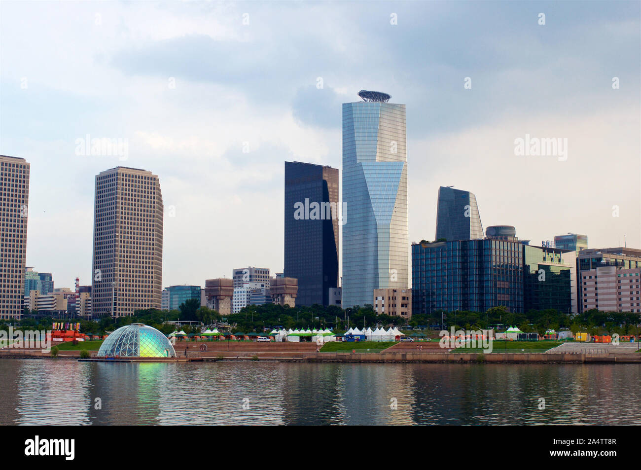 View to Yeoeuido buildings from the Hang river in South Korea Stock ...