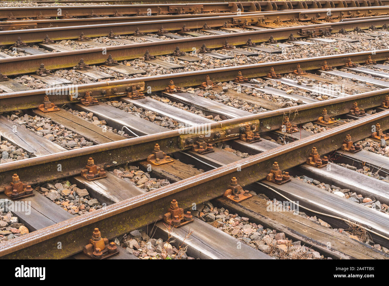 Empty railway tracks for train transportation Stock Photo - Alamy
