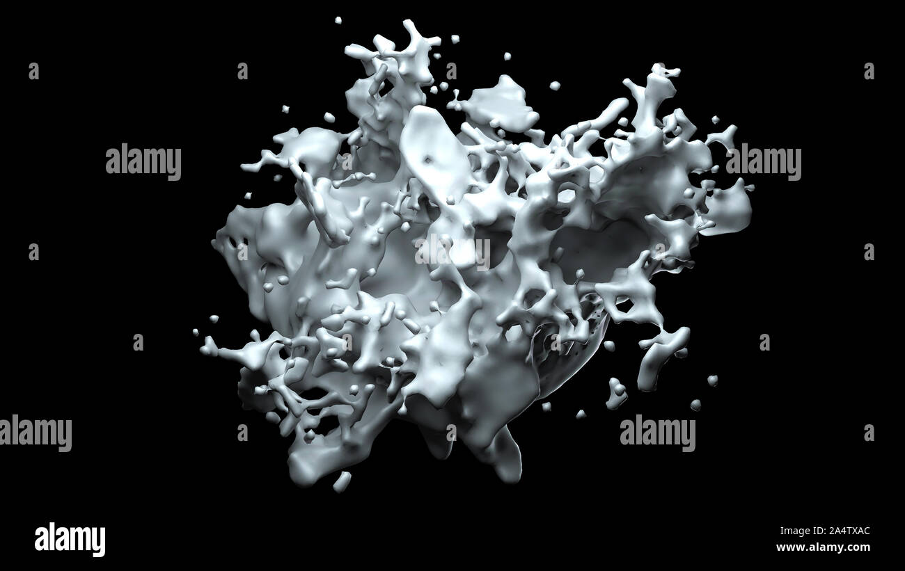 Computer generated an object similar to a clot of milk or a white ...