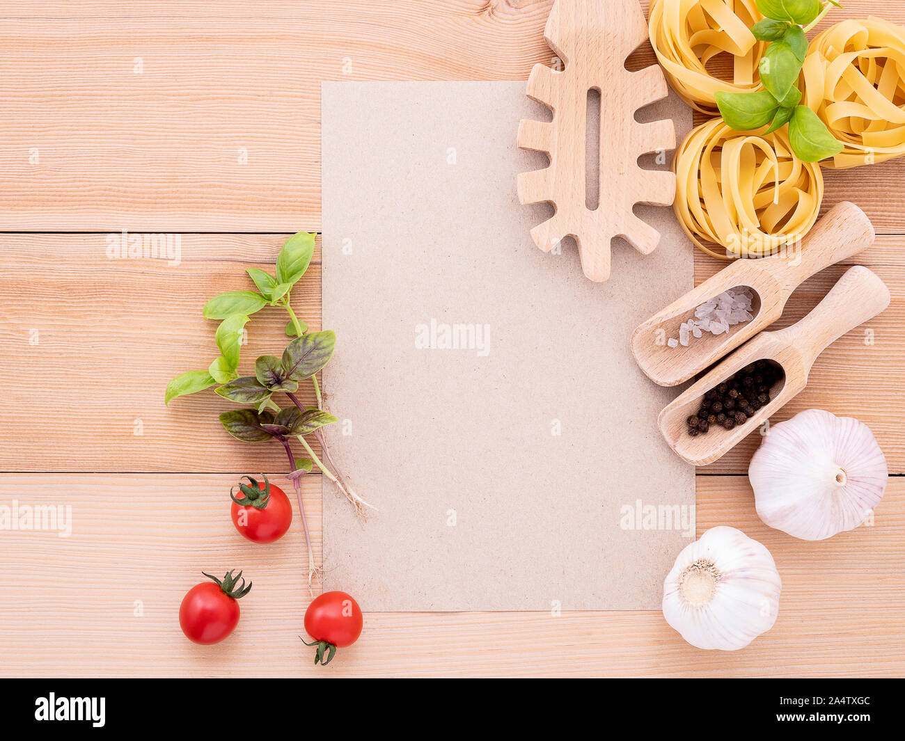 Italian foods concept and menu design . The ingredients for homemade ...