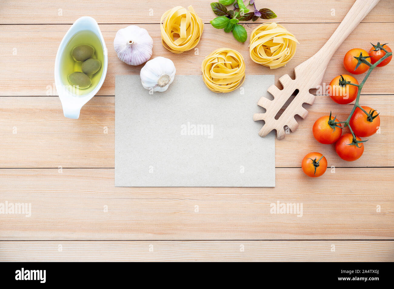 Italian foods concept and menu design . The ingredients for homemade ...