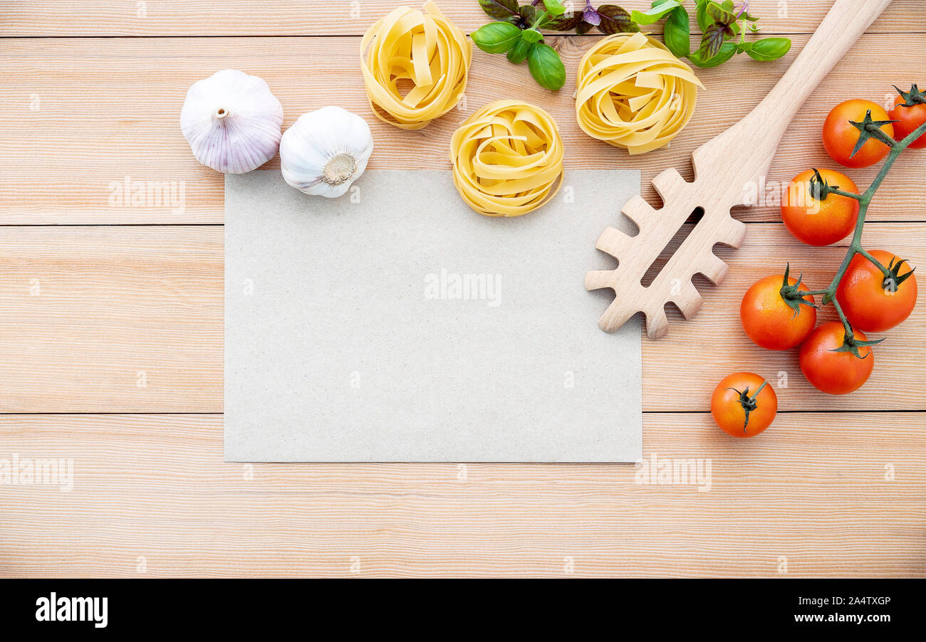 Italian foods concept and menu design . The ingredients for homemade ...