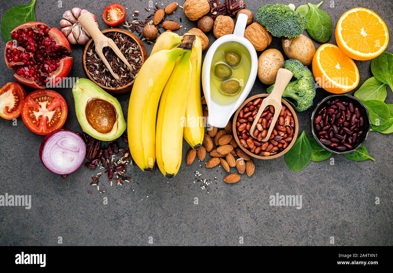 Ingredients for the healthy foods selection .The concept of healthy ...