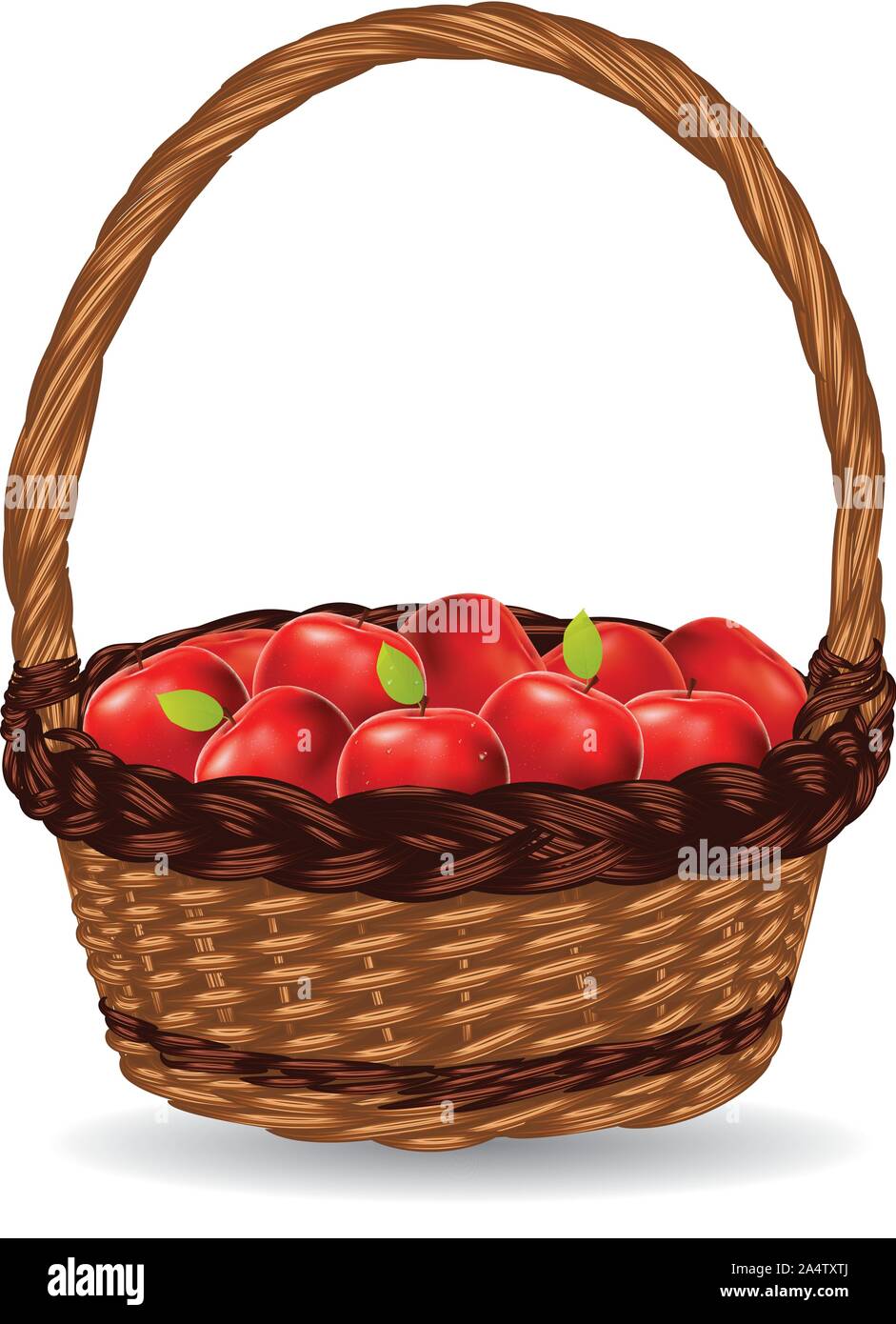 Fresh red apples in a basket on white background Stock Vector Image ...