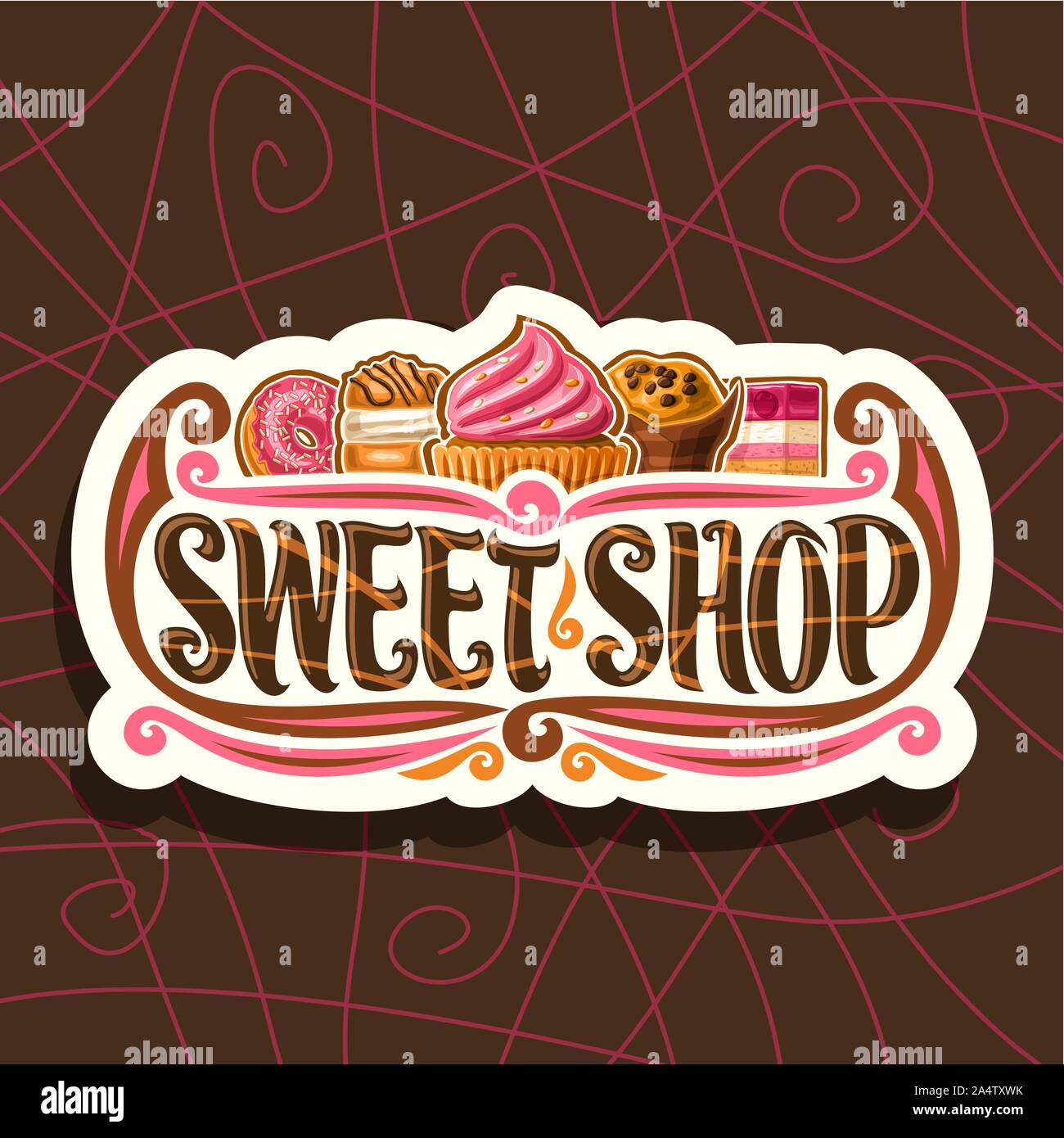 Retro Sweets Logo Sweet Shop Neon Street Billboard. Candy Store. Retro