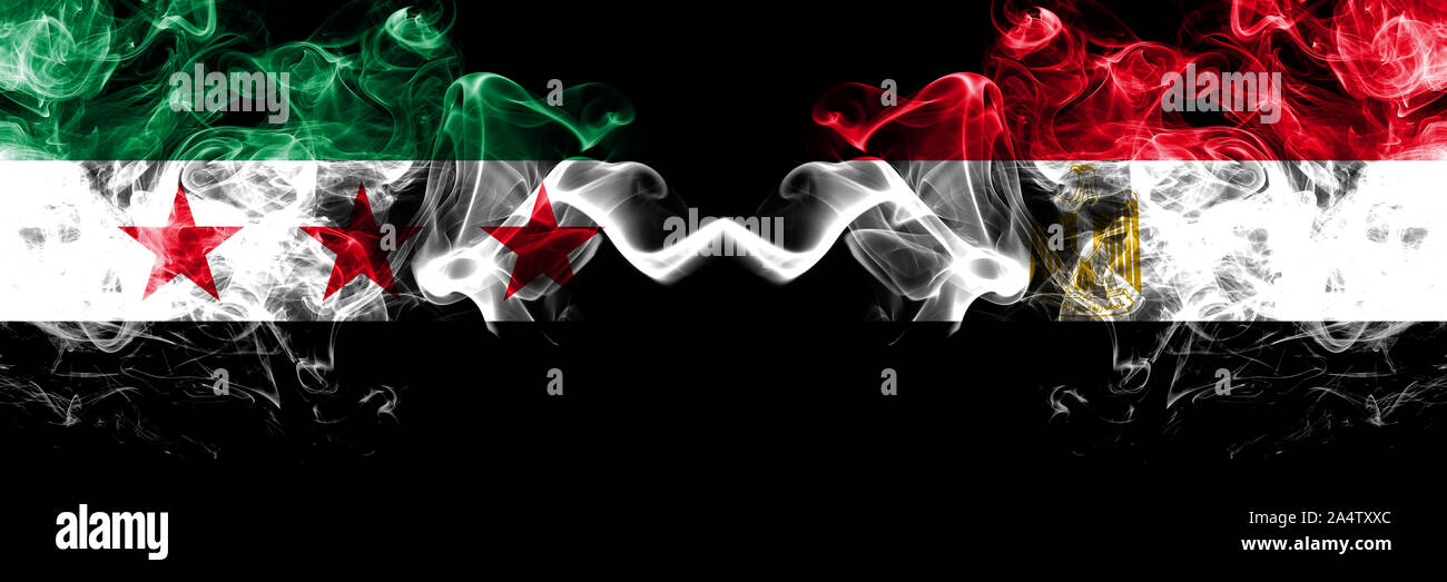 Syrian Arab Republic vs Egypt, Egyptian smoke flags placed side by side ...