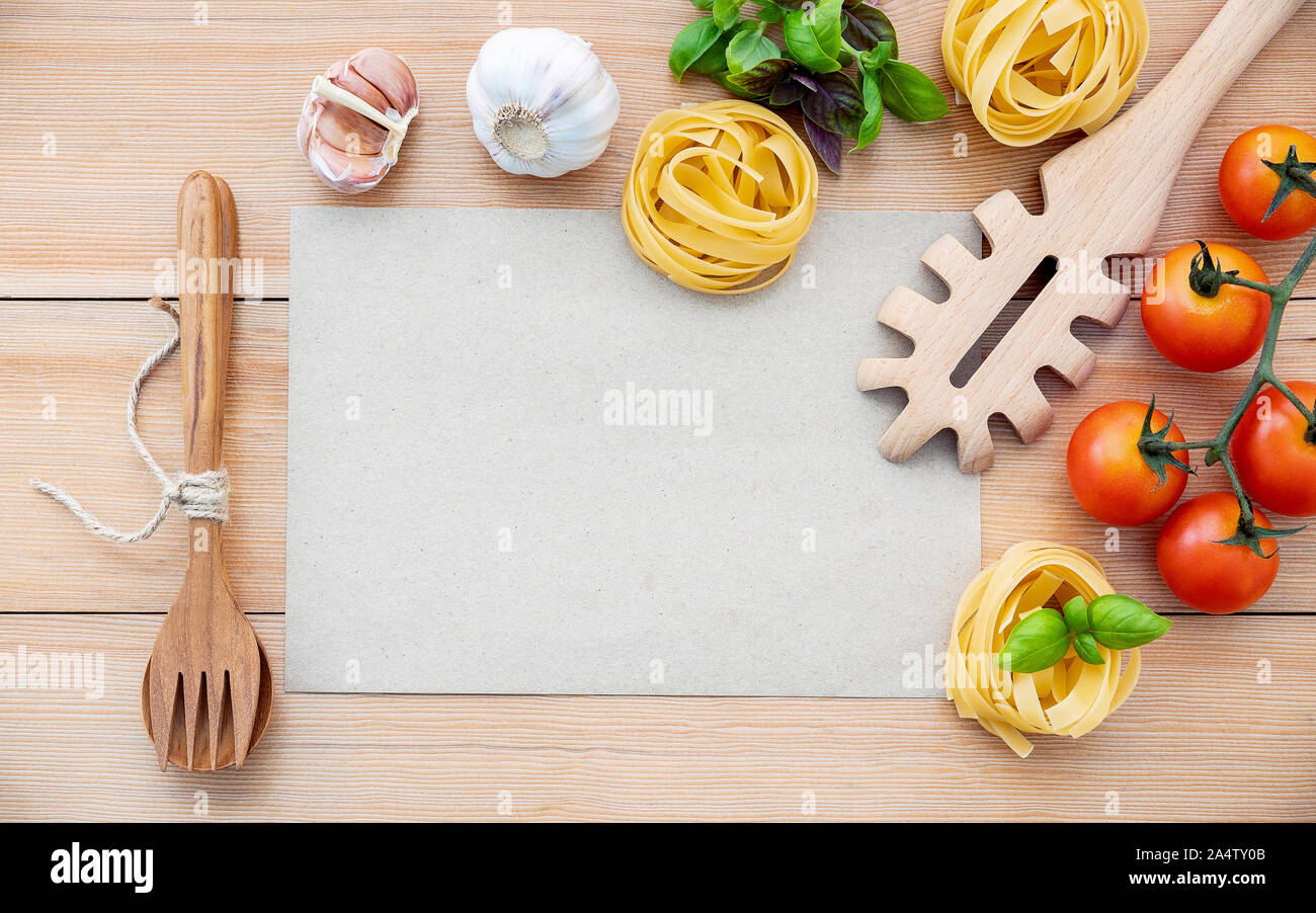 Italian foods concept and menu design . The ingredients for homemade ...