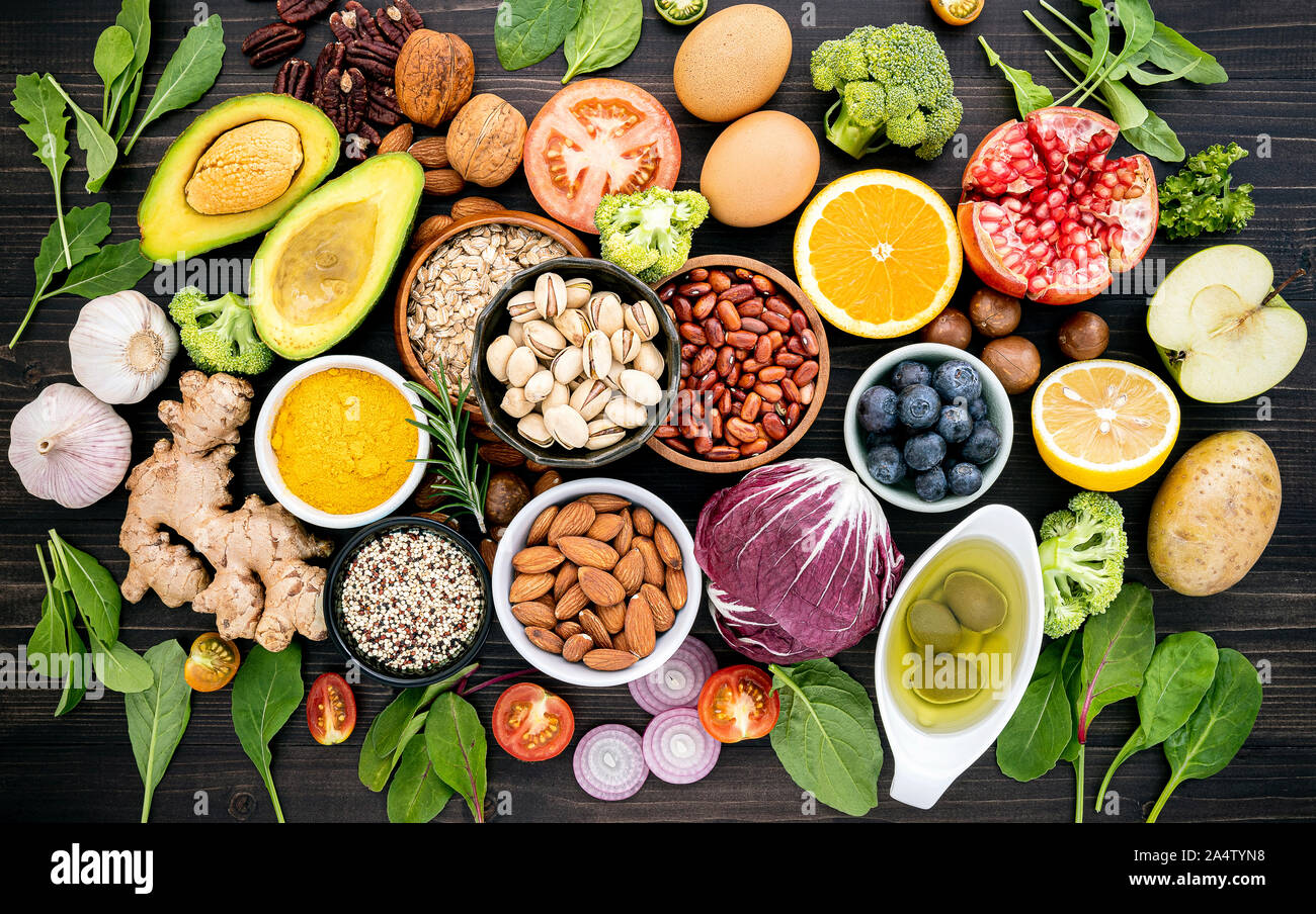 Ingredients for the healthy foods selection. The concept of healthy ...
