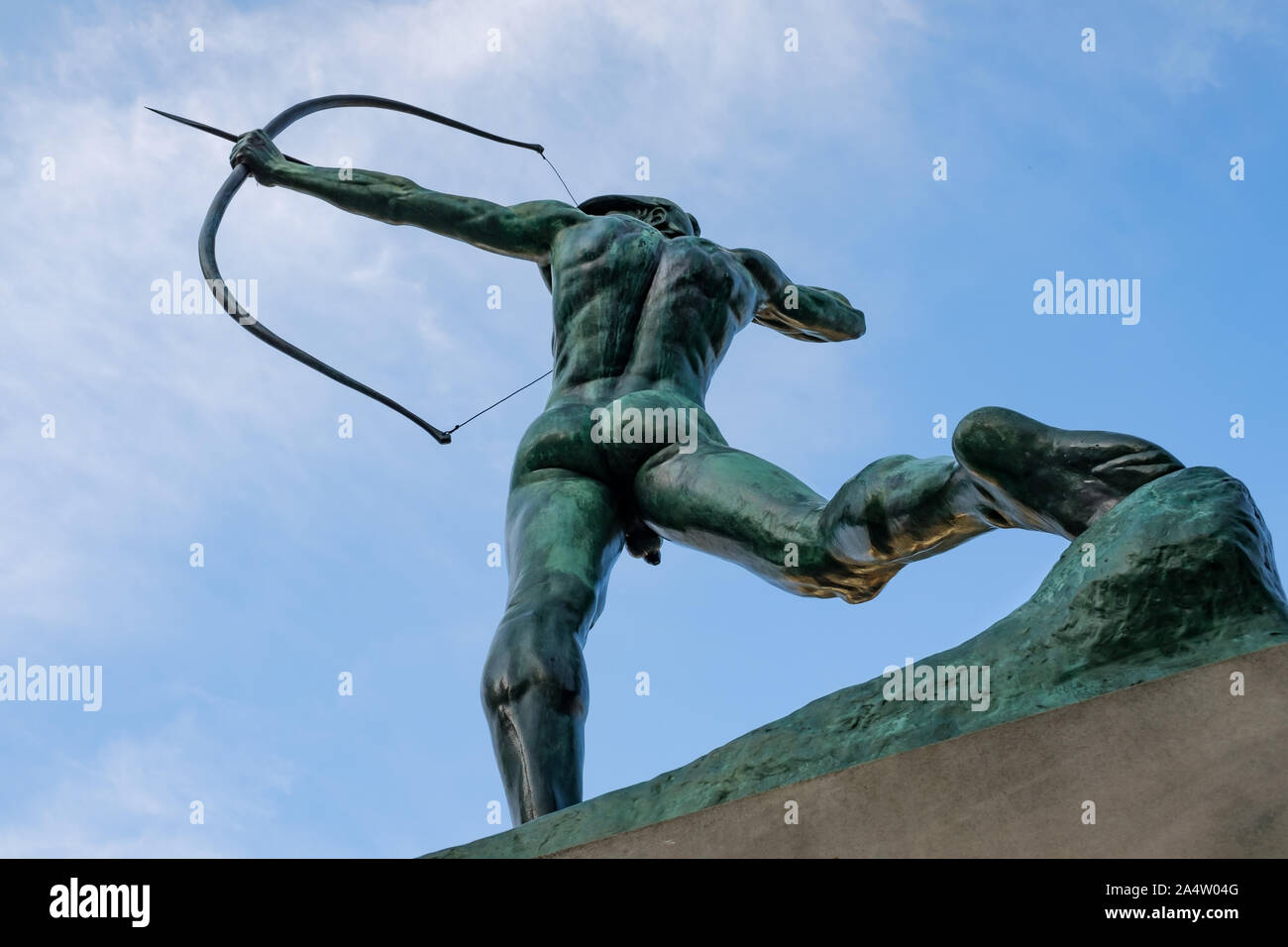 Hannover, Germany October 15 2019: View on famous archer statue Stock ...