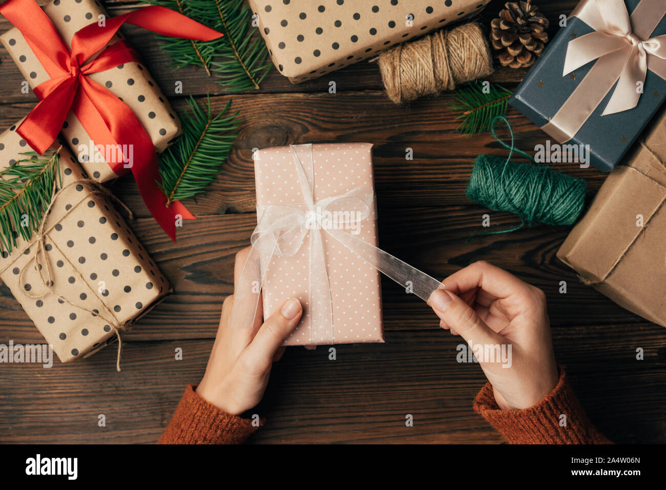 hand gift box christmas Stock Photo - Alamy