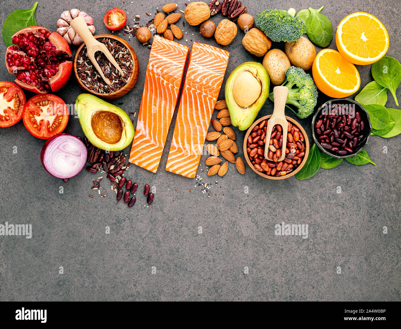 Ingredients for the healthy foods selection .The concept of healthy ...