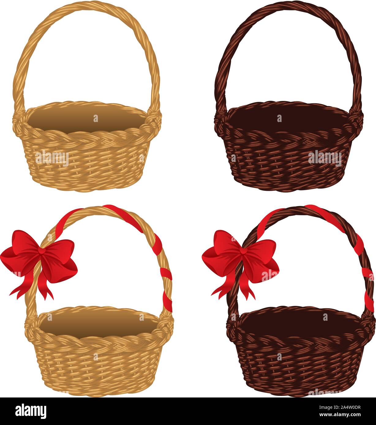 Set of different empty baskets on white background Stock Vector Image ...