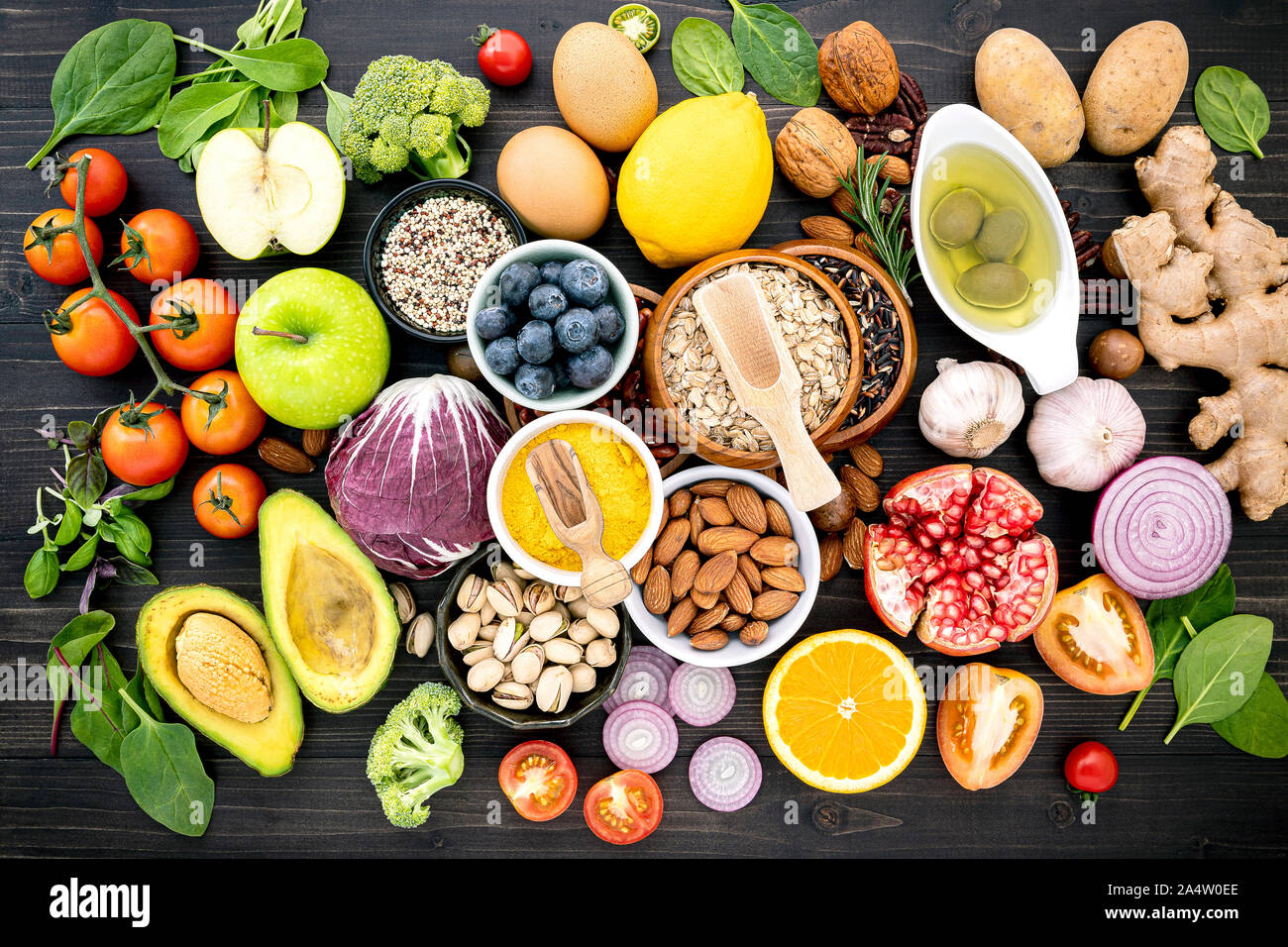 Ingredients for the healthy foods selection. The concept of healthy ...