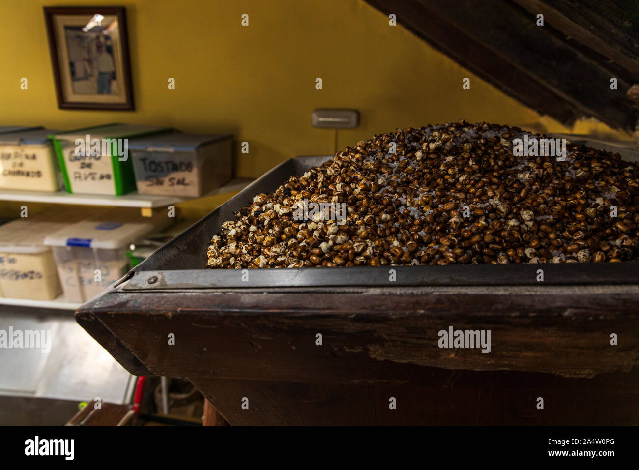 Old water driven mill where toasted corn is ground to make a flour ...
