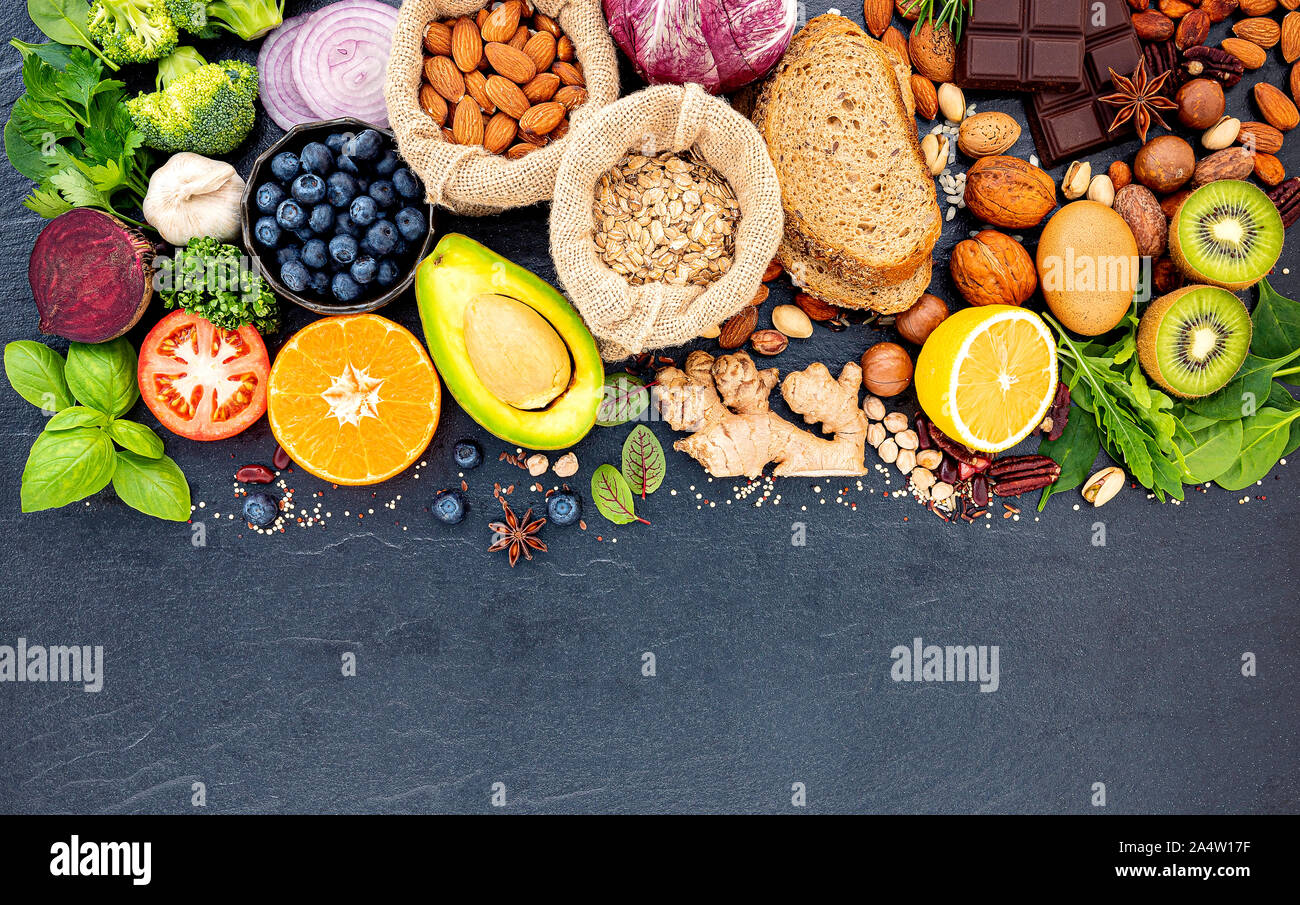 Ingredients for the healthy foods selection. The concept of healthy ...
