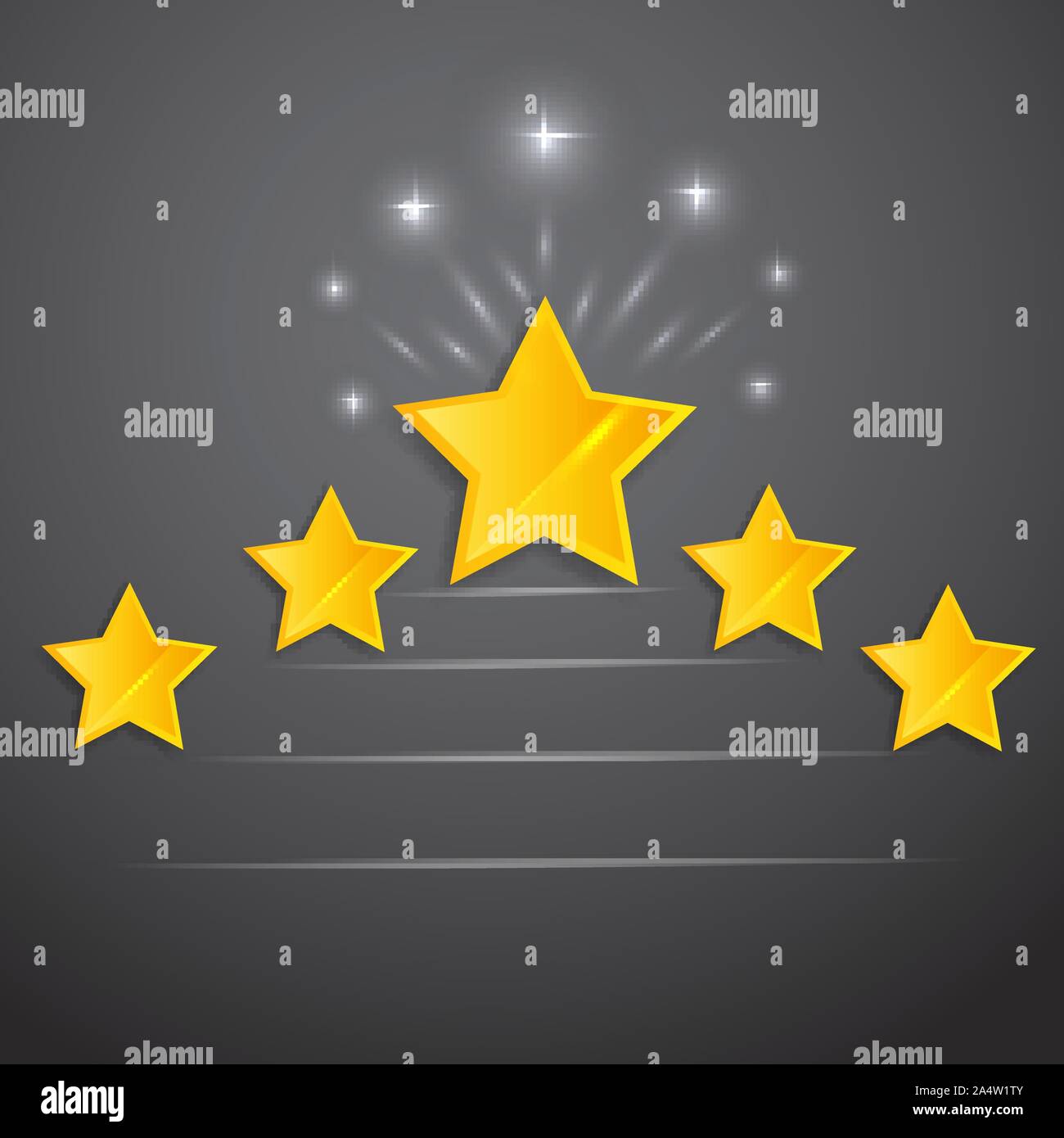 Five star golden rating, feedback creative vector illustration winning ...